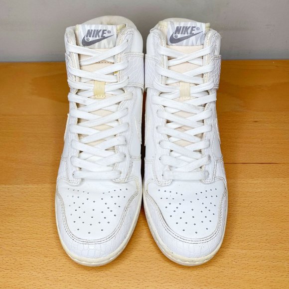 Nike | Shoes | Nike Sky Hi Dunks White Croc Print Wedge Sneakers | Poshmark